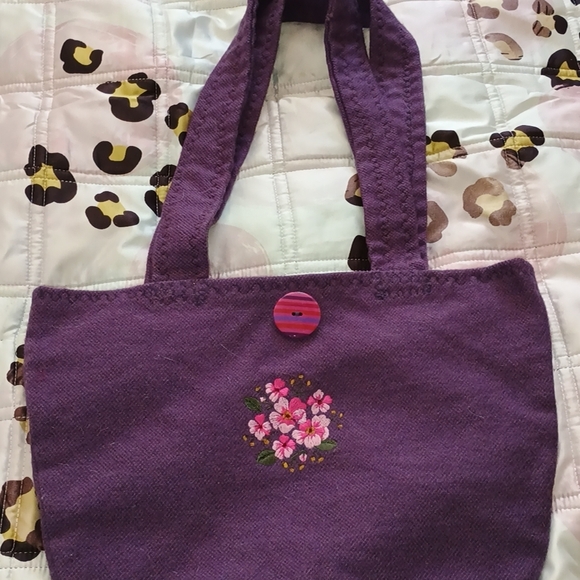 Coach | Bags | Coach Purple Floral Embroidered Tote Bag | Poshmark